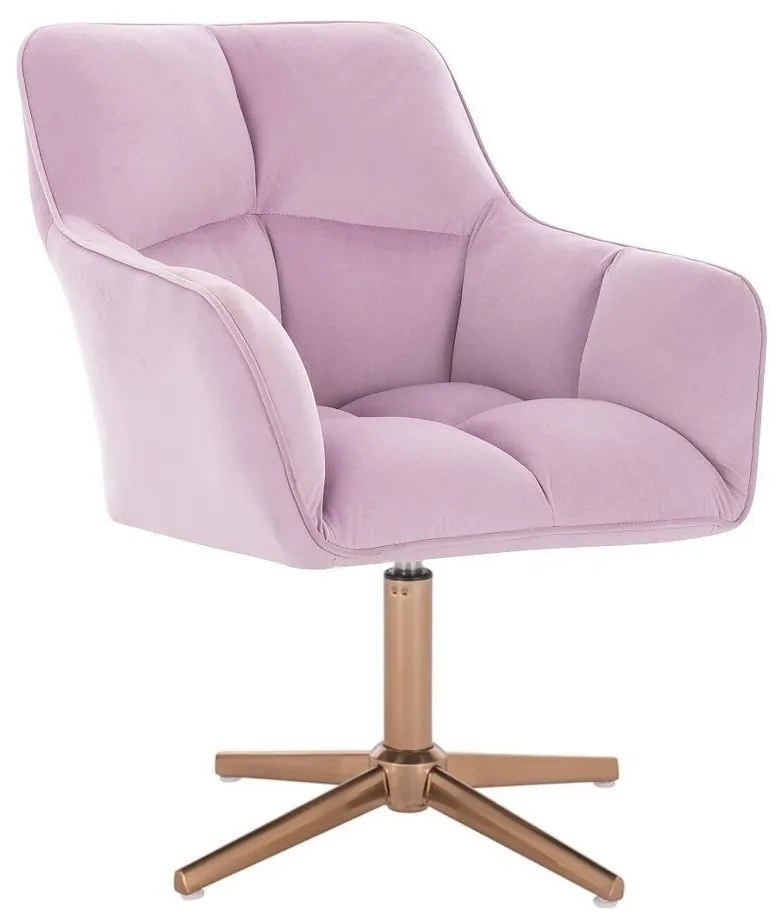 LuxuryForm DESIGN Otočné křeslo AMALFI VELUR na zlatém kříži - levandule