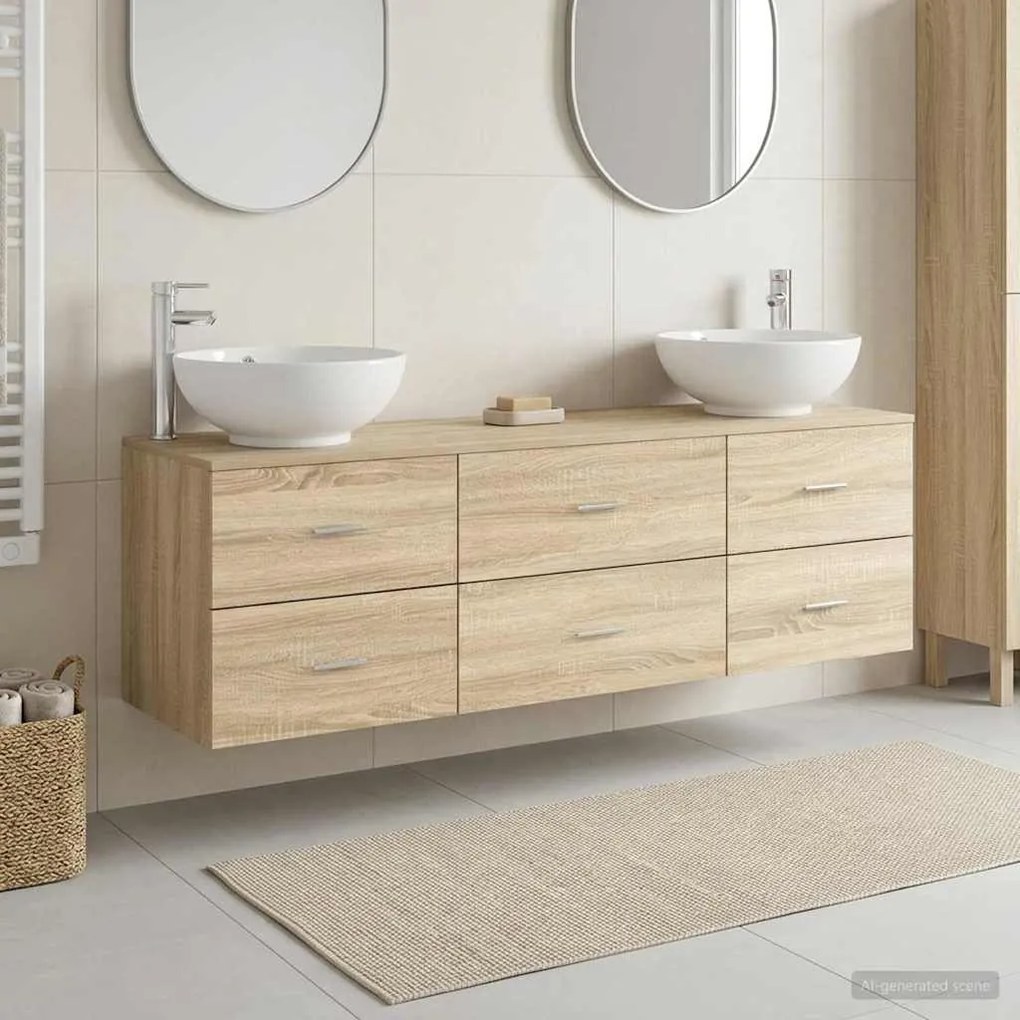 Sada koupelnového nábytku 3 ks Dub sonoma 49,5 x 44,5 x 65 cm 3405893