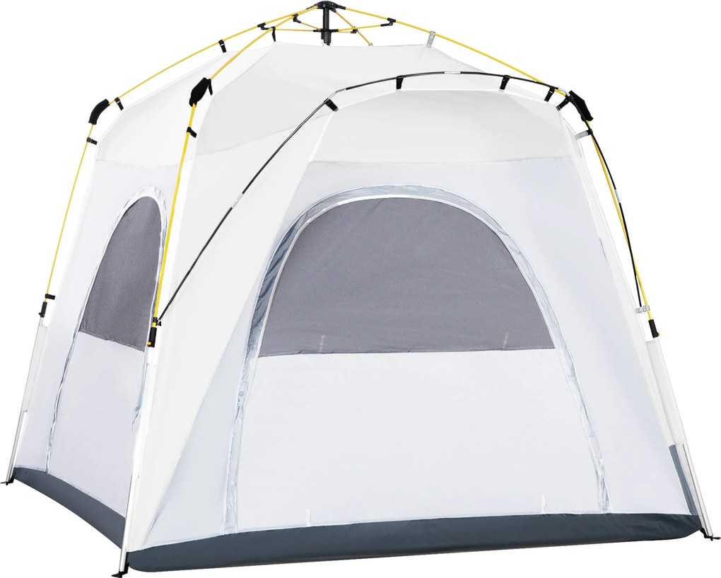 Domek stan Outsunny pro 4 osoby - Lehký, stabilní, vodotěsný UV 50+ stan s rychlým rozložením, oknem s háčkem - Rodinný stan pro kempování, cestování