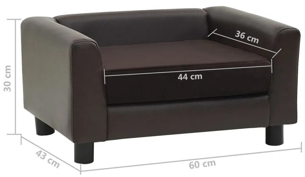 vidaXL Marketos Pohovka pro psy hnědá 60 x 43 x 30 cm plyš a umělá kůže