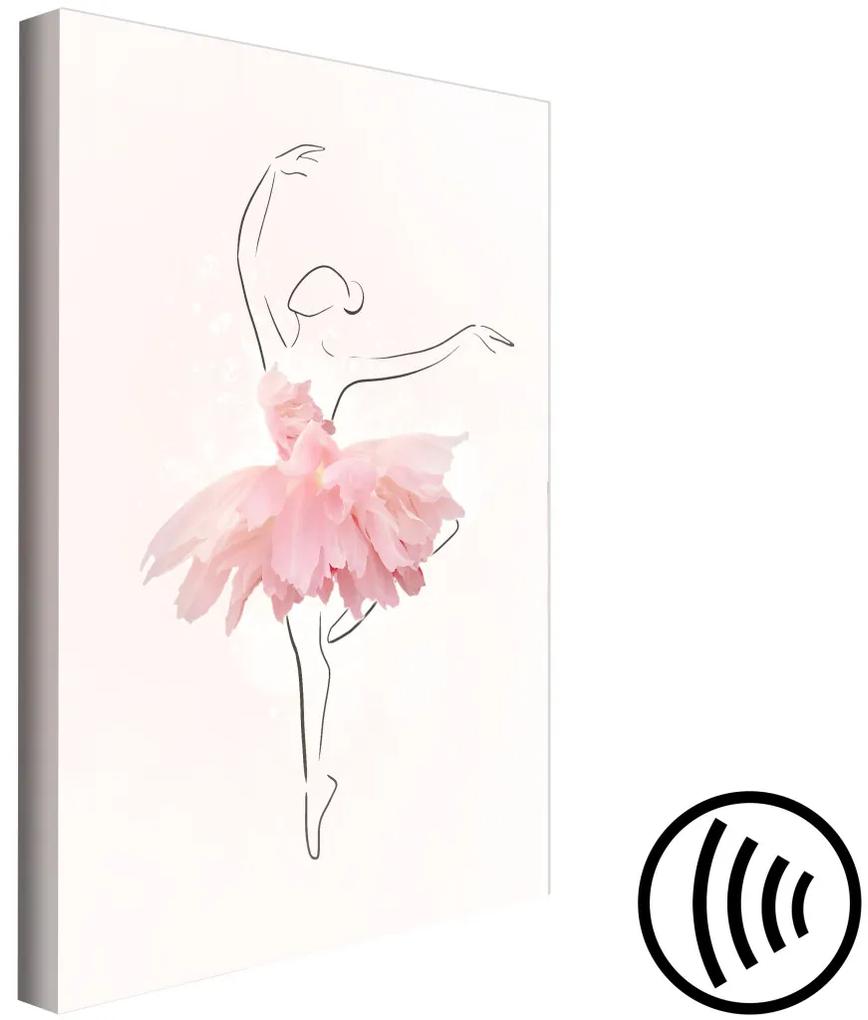 Obraz Baletka - lineární obrázek tanečnice v růžových květových lístcích