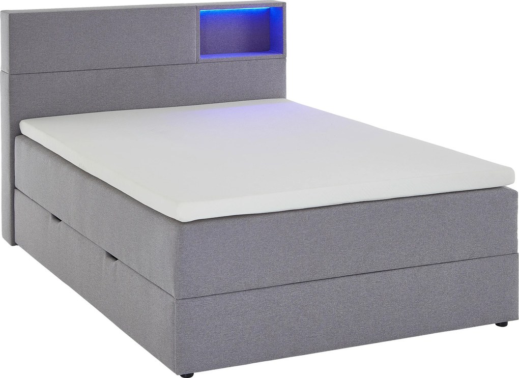 XXXLutz POSTEL BOXSPRING, 140/200 cm, světle šedá Xora - Postele s úložným prostorem - 000101026402
