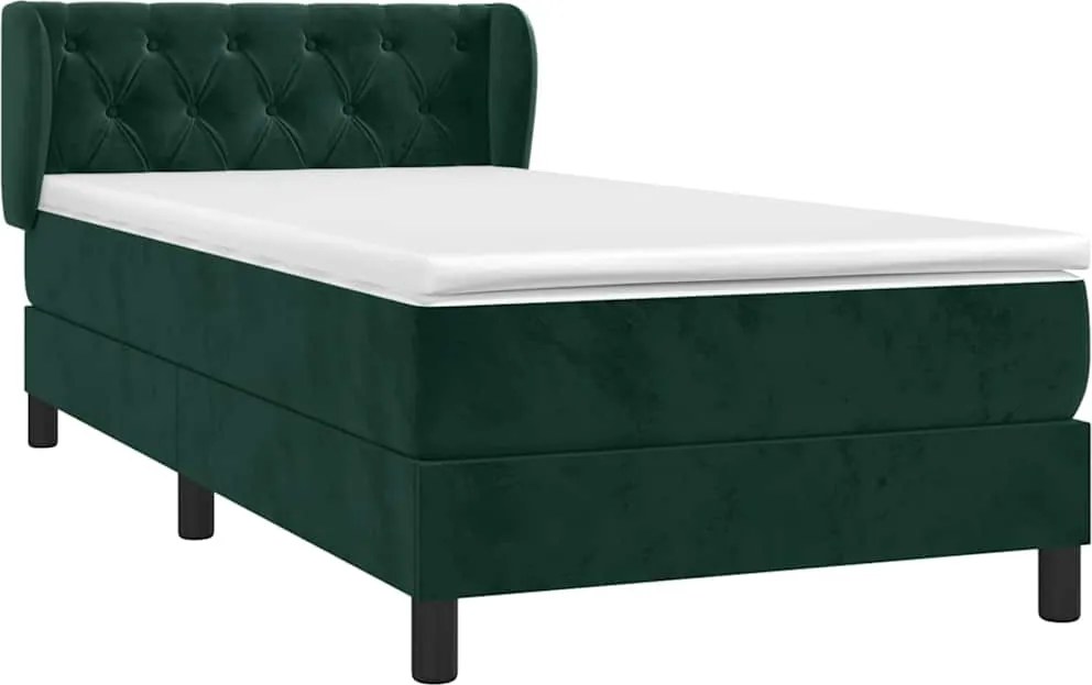 Box spring postel s matrací tmavě zelená 80 x 200 cm samet 3127640