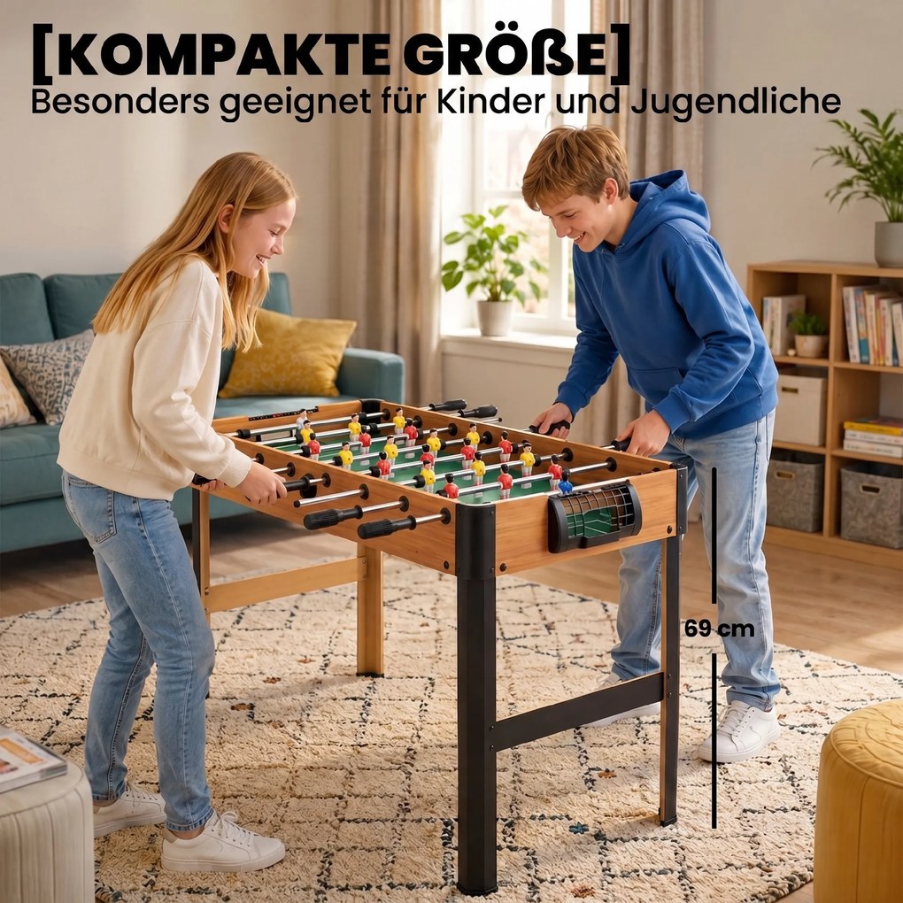 Stolní fotbálek, stolní fotbálek, 2 míčky, protiskluzové rukojeti, pro dospívající dospělé, výsledková tabule, MDF, kov, barevné provedení