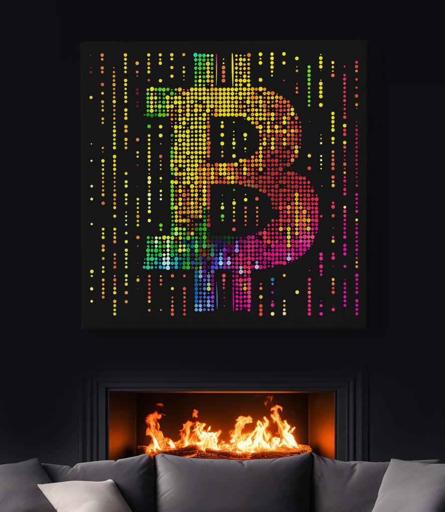 Obraz na plátně - Bitcoin barevné tečky FeelHappy.cz Velikost obrazu: 40 x 40 cm