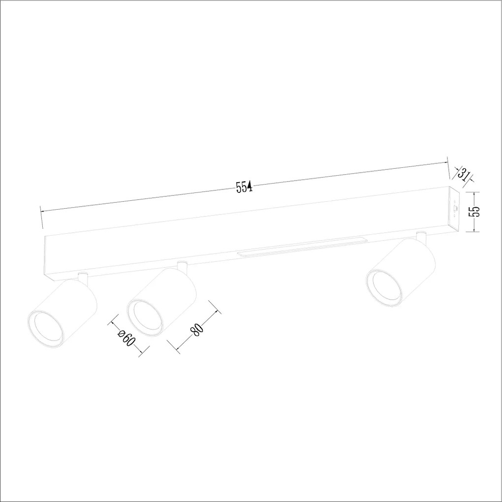 Stropní svítidlo Magnet, 3x bílé kovové stínítko + 1x LED 5W, w