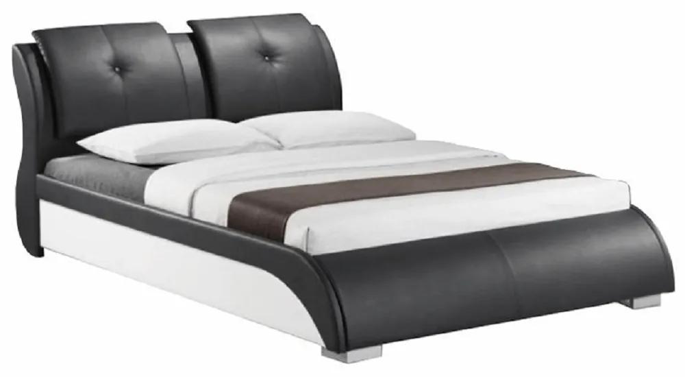 Tempo Kondela, s.r.o. Manželská postel s roštem 160x200cm TORENZO, ekokůže černo/bílá