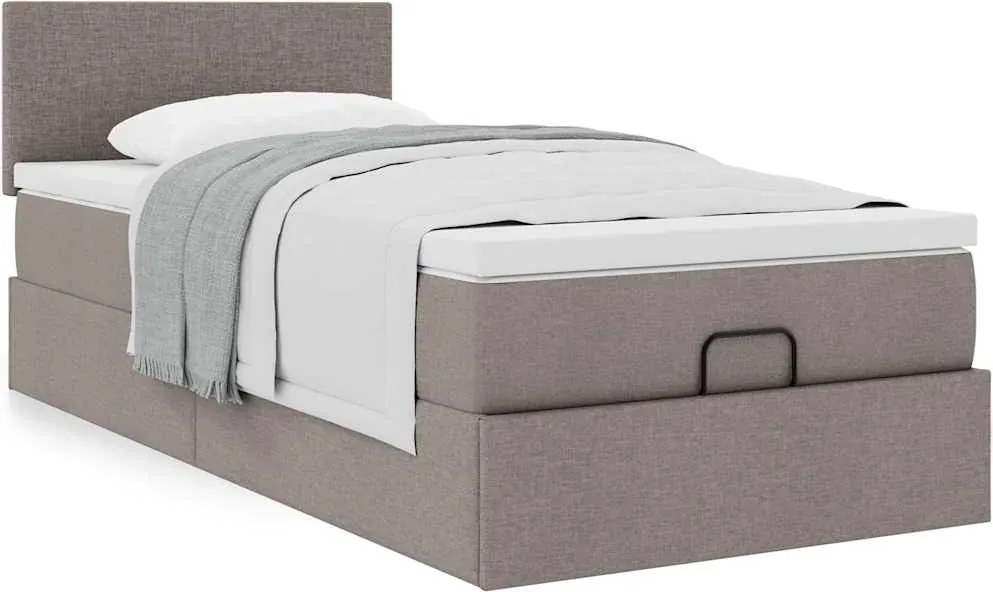 Osmanský rám postele s matrací taupe 90x190cm textil 3311342