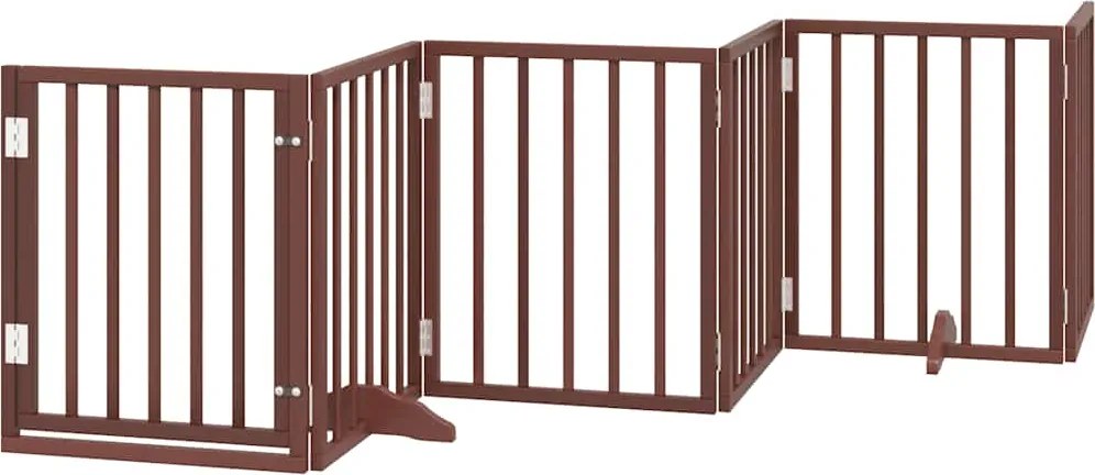 Zábrana pro psy s dvířky skládací 9 panelů hnědá 450 cm topol 3155547