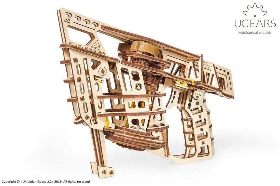 Ugears 3D dřevěné mechanické puzzle Vystřelovací letadlo