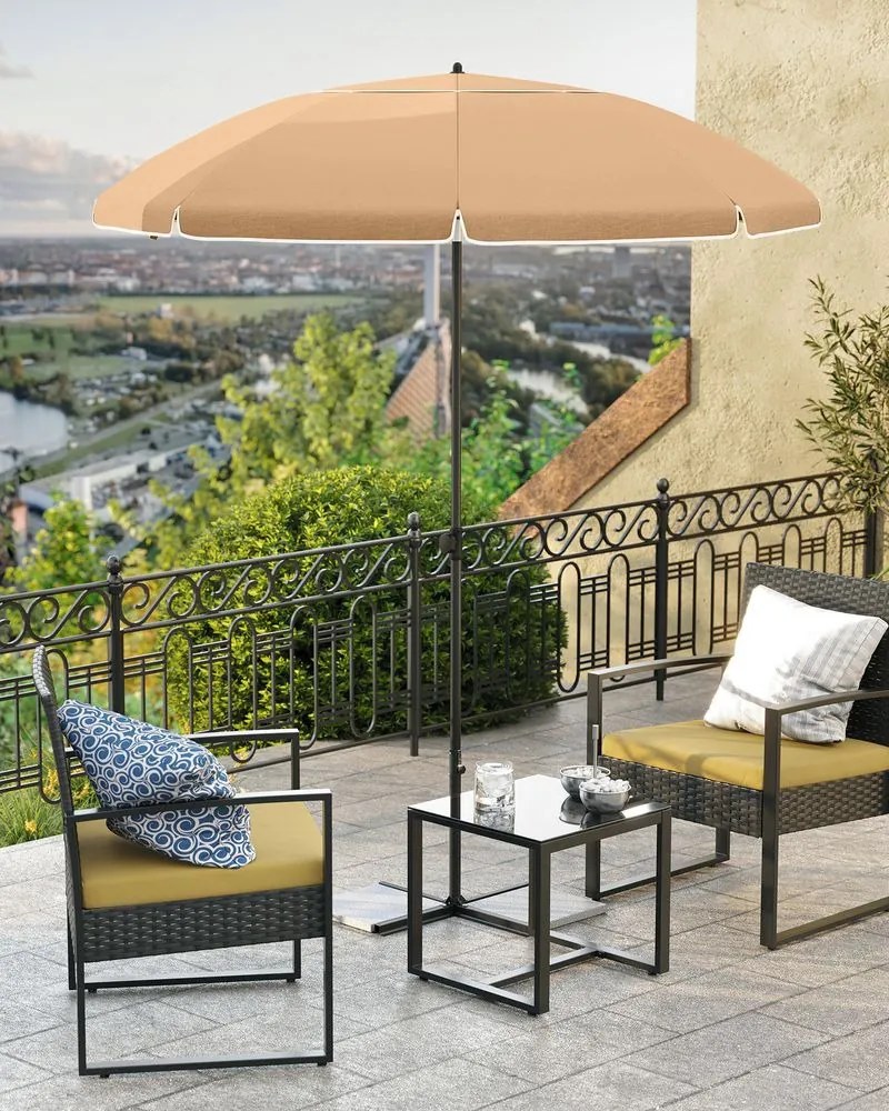 Slunečník SOLARA, Ø160 cm, světle hnědá (taupe) SongmicsHome