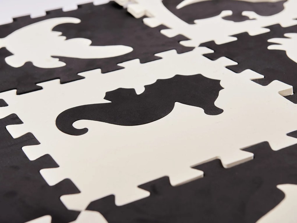 Bestent Pěnové puzzle - naučný koberec 114x114cm Black White