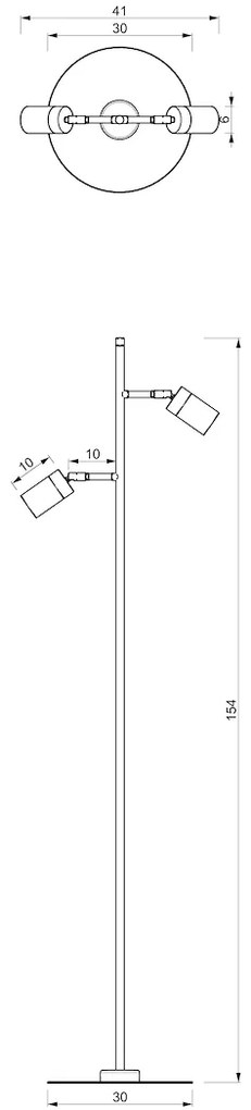 Stojací lampa Joker, 2x chromové/bílé kovové stínítko, w