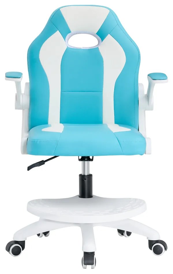 Dětská otočná židle s podnoží RAMIL ekokůže modrá a bílá, plast bílý