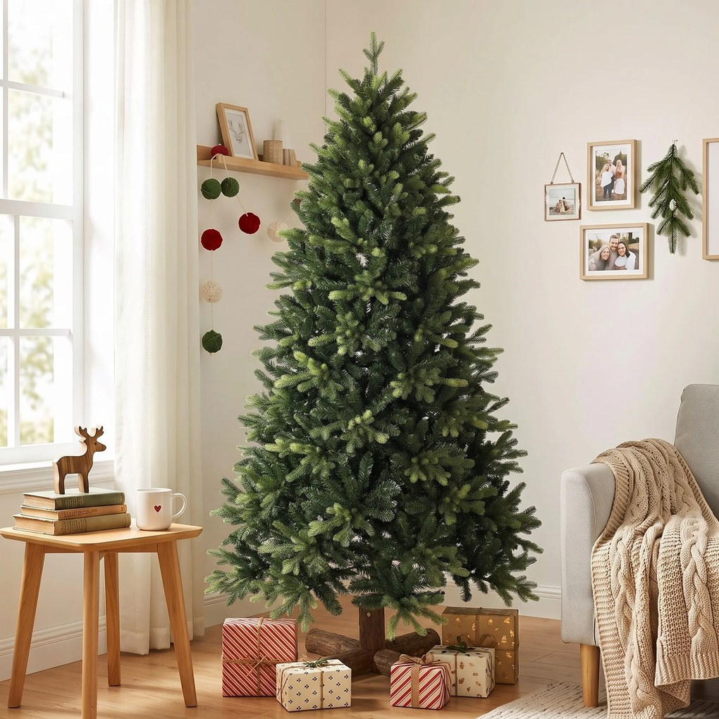 HOMCOM Umělý vánoční stromek, 180 cm, s 2419 PE a PVC větvemi, skládací systém, zelený