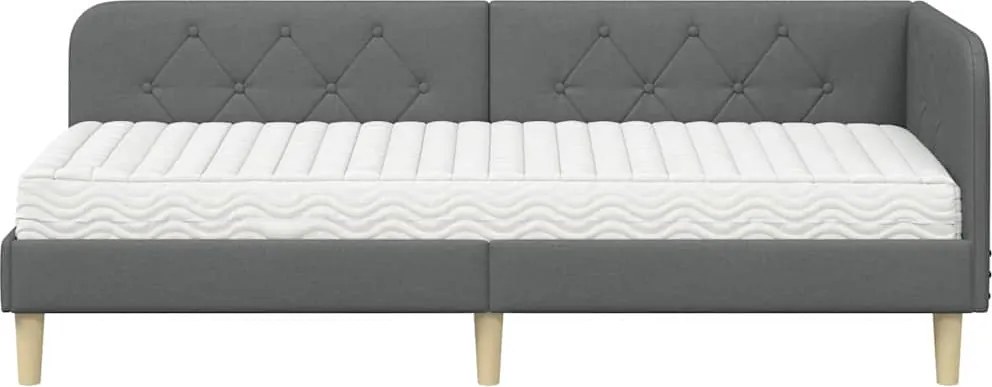 Rohový rám postele Tmavě šedá 80 x 200 cm textil 3394102