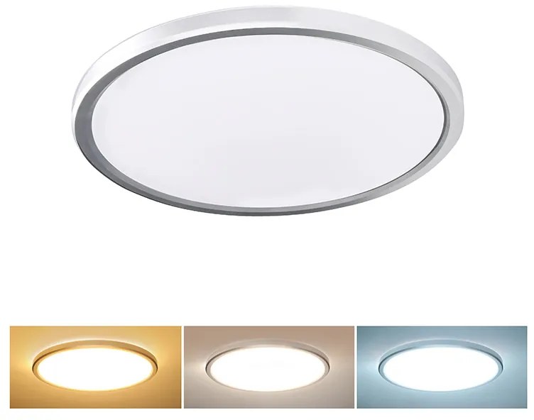 Solight LED osvětlení Acate s ochranou proti vlhkosti, IP54, 24W, 2160lm, 3CCT, 30cm, stříbrná