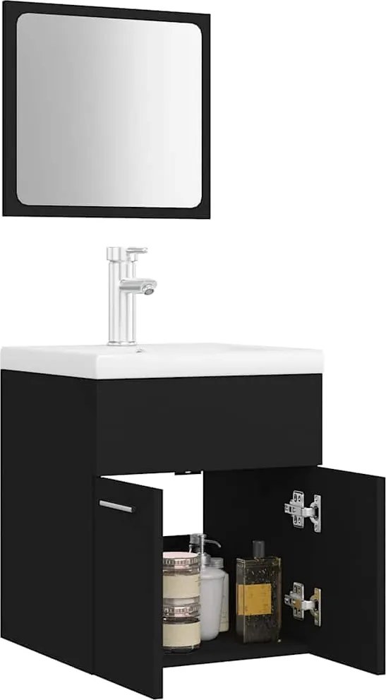 Set koupelnového nábytku černý dřevotříska 3071307