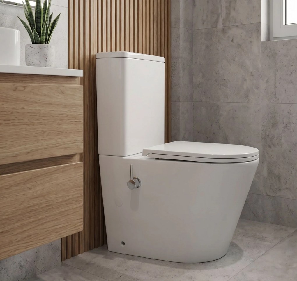 Erga Tina, WC kombi mísa 620x365x820 mm, Rimless + funkce bidetu + toaletní sedátko, bílá lesklá, ERG-V03-TINA-RIM-BID-WH