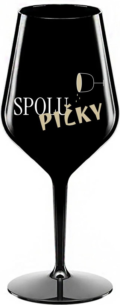 SPOLUPIČKY - černá nerozbitná sklenice na víno 470 ml