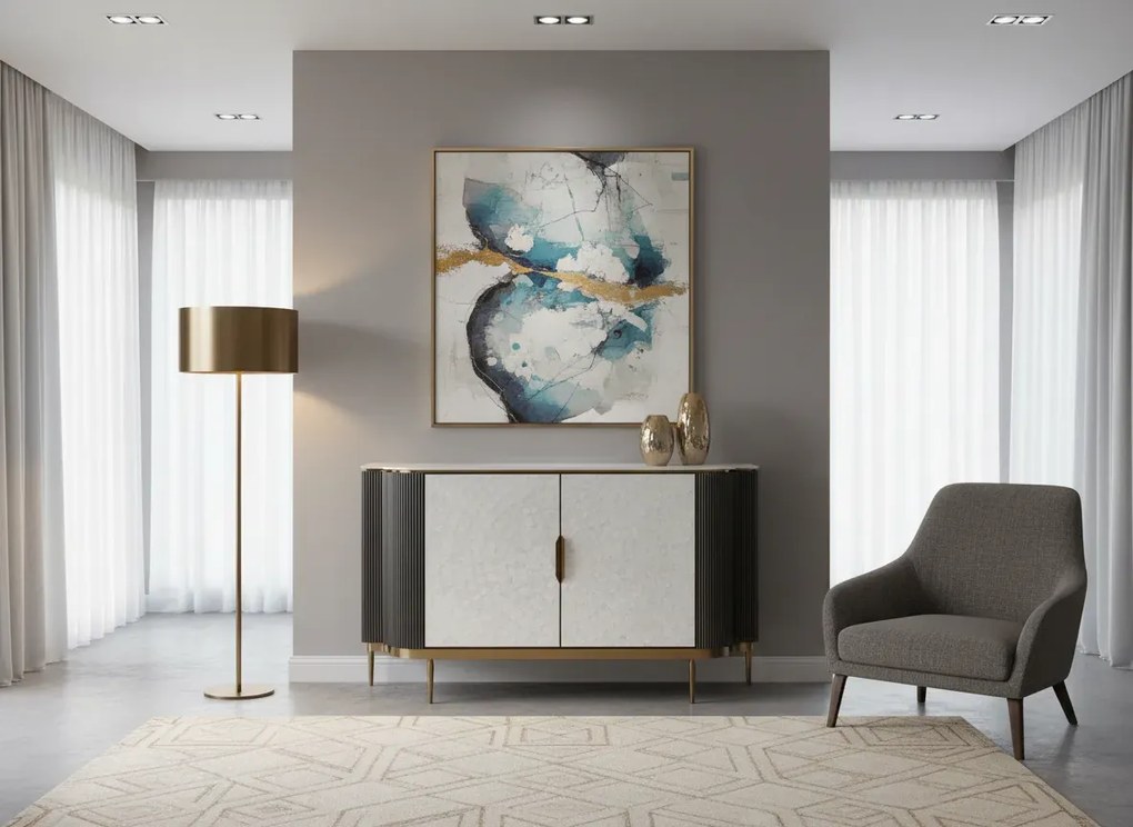 Komoda Stilig ST906 150 cm grafit/krémová/zlatá