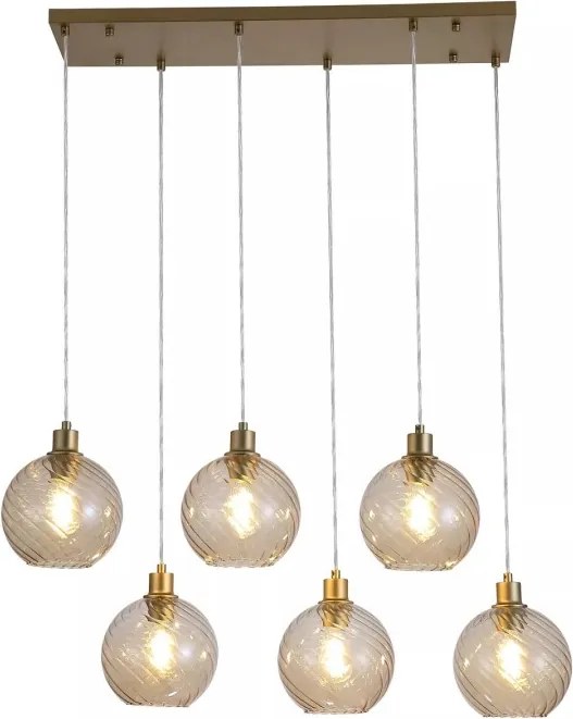 Searchlight 44520-6CP Závěsné svítidlo RADIANCE CHAMPAGNE optické sklo