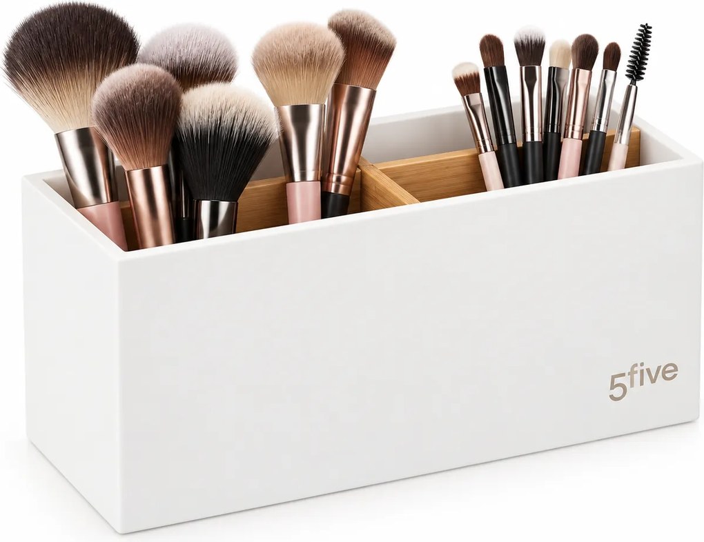 5Five® Bílý organizér, stojan se 4 přihrádky na stojící předměty, SELENA WHITE