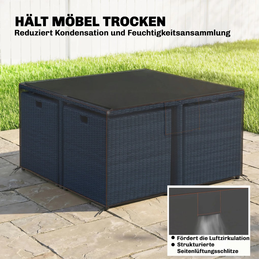 Outsunny Ochranný kryt na zahradní nábytek Zimní nepromokavý kryt Anti-UV plachta 420D Oxford tkanina 125x125x74cm černá