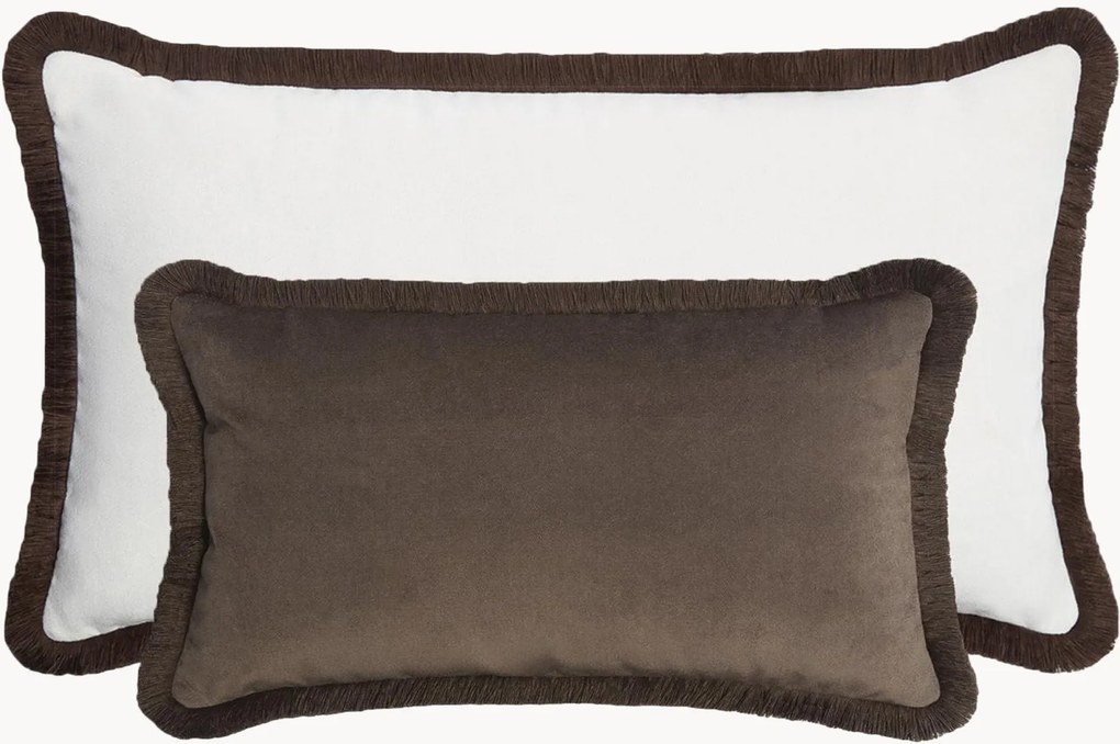 Sada ručně vyrobených sametových polštářů s třásněmi Couple Bed, 2 díly