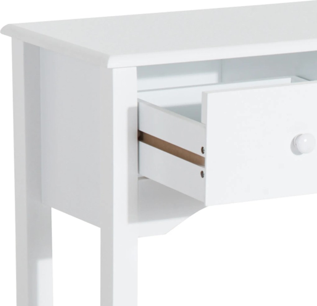 HOMCOM Dřevěný Konferenční Stůl do Předsíně se 3 Šuplíky pro Obývací Pokoj a Chodbu, Nosnost 45 kg, 100x32x85 cm, Bílý