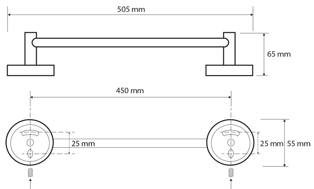 Sapho X-ROUND E držák ručníků 450x65mm, chrom - XR408