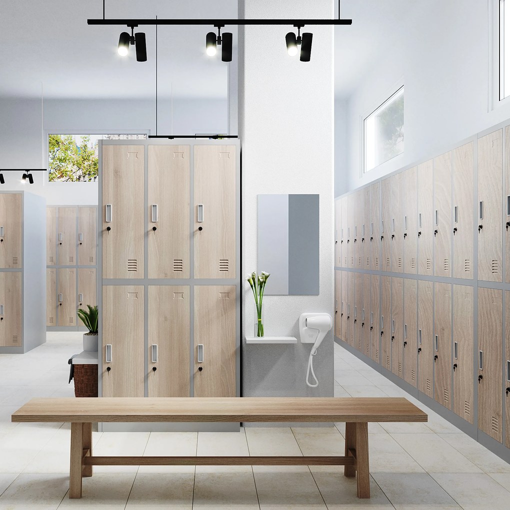 Šatní skříň 6-dveřová, bílá/dub sonoma, 900x1850x450 mm: IGOR Eco Design