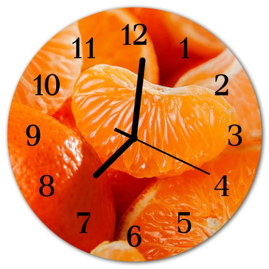 Nástenné skleněné hodiny mandarinky fi 30 cm