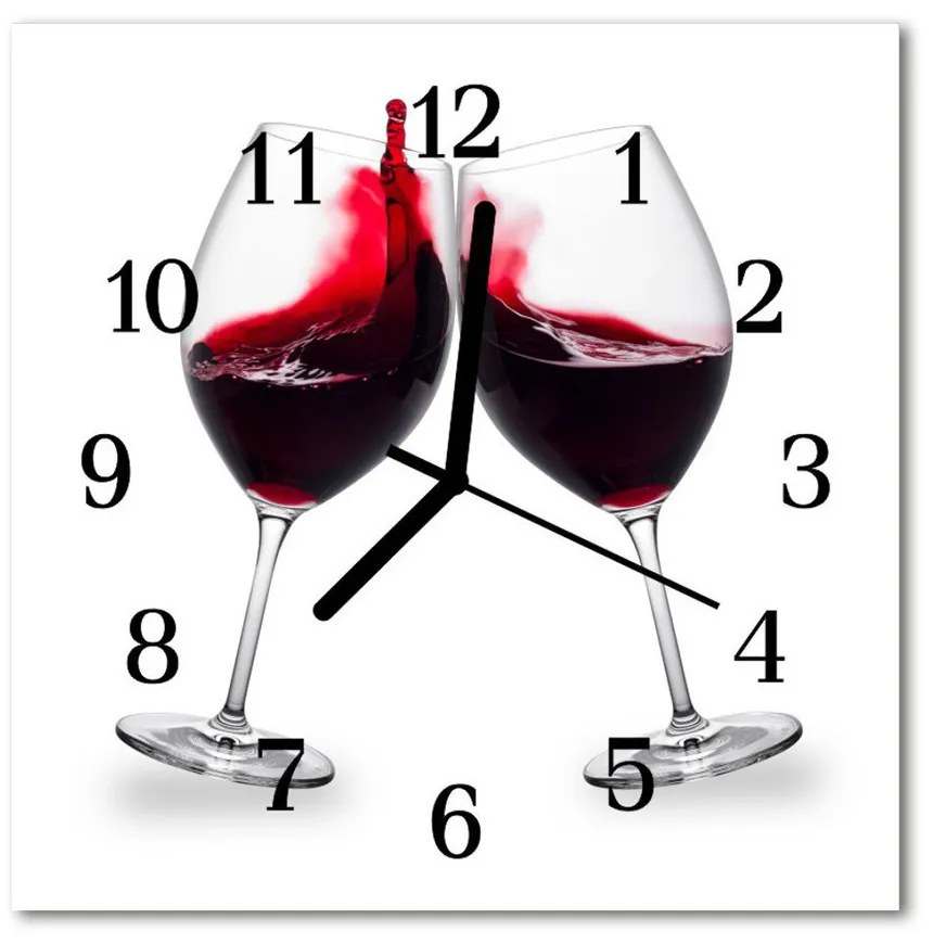 Nástenné skleněné hodiny víno 30x30 cm