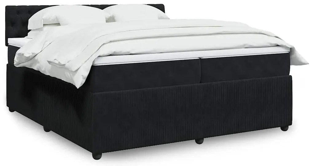 Box spring postel s matrací černá 200x200 cm samet 3287838
