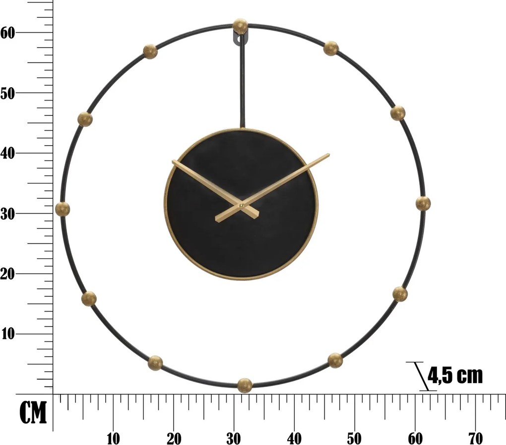 Kovové nástěnné hodiny Pearl 61 cm černé/zlaté
