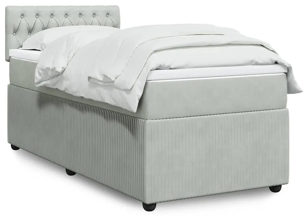 Box spring postel s matrací světle šedá 90x190 cm samet 3289920