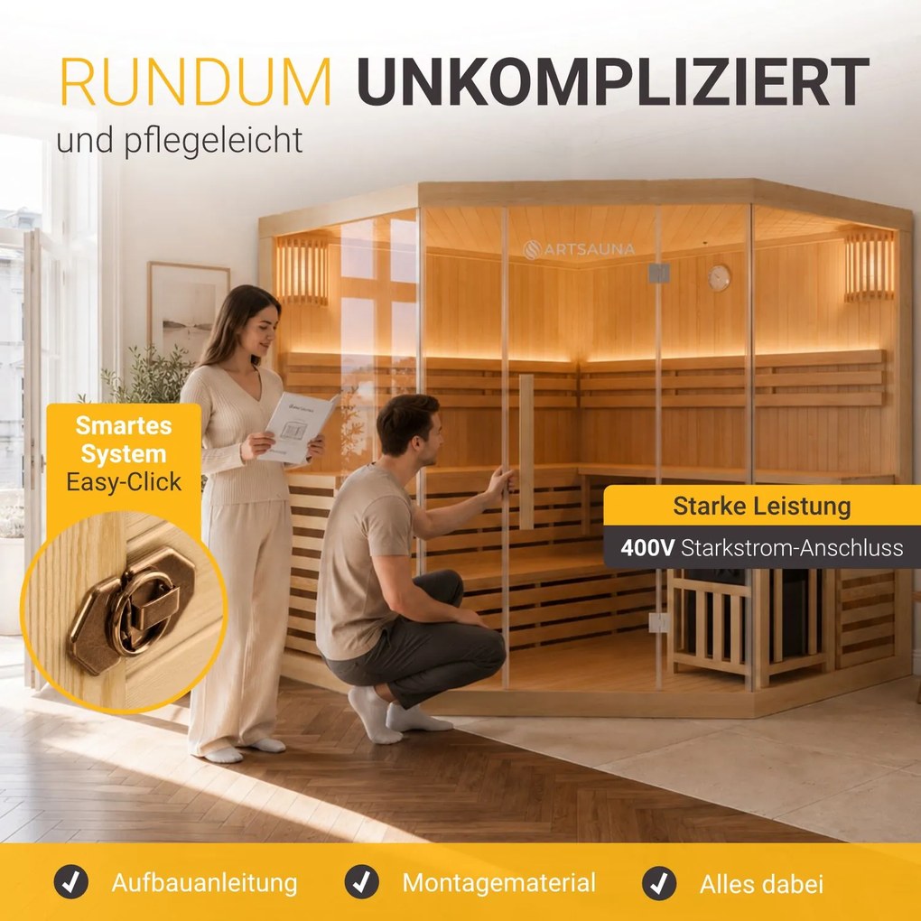 Artsauna Rohová finská sauna Espoo 200 Premium pro 5 osob