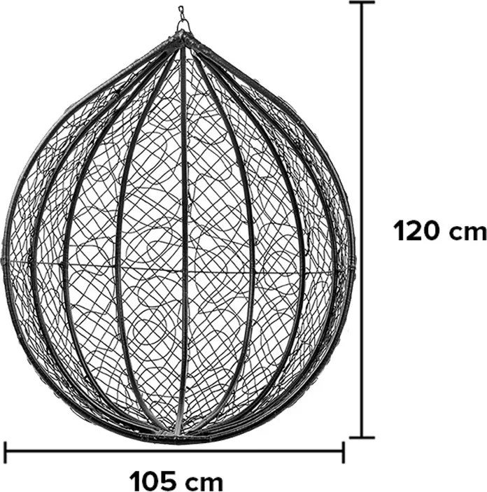 BPS-koupelny Závěsné houpací křeslo GARDEN KORFU HYD-4350 bez podstavce, černé