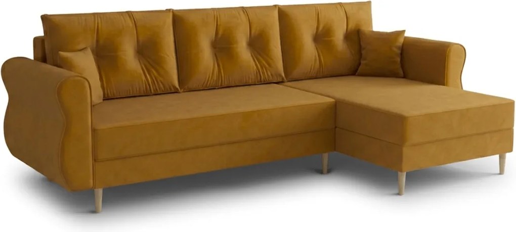 Rozkládací oboustranná sedací souprava do L SILVIANO 230x140 cm, hořčicová