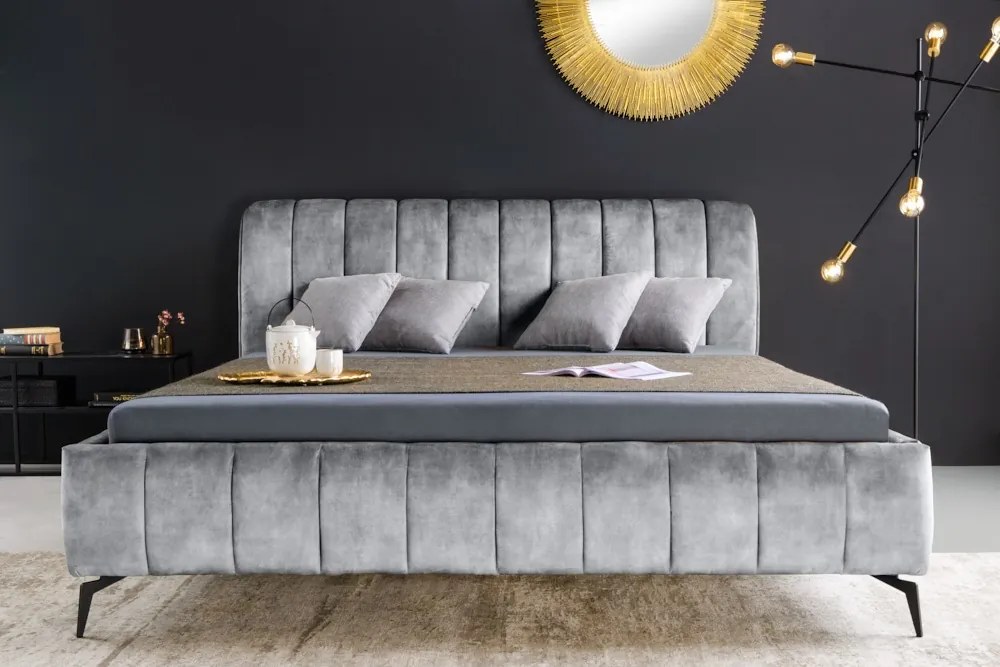 Designová postel Rotterdam 160 x 200 cm šedý samet