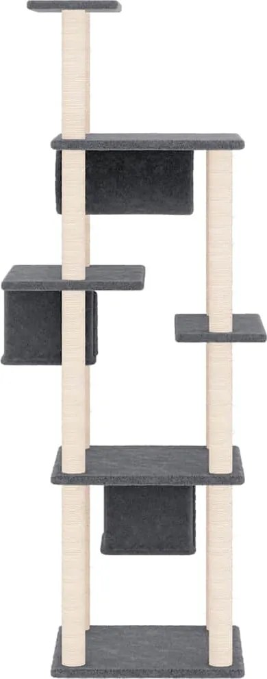 Škrabadlo pro kočky se sisalovými sloupky tmavě šedé 169 cm 171674