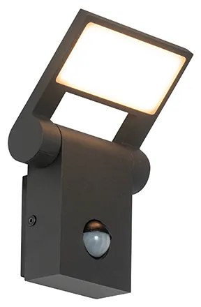 Venkovní nástěnné svítidlo antracitové vč. LED IP54 s pohybovým senzorem - Zane
