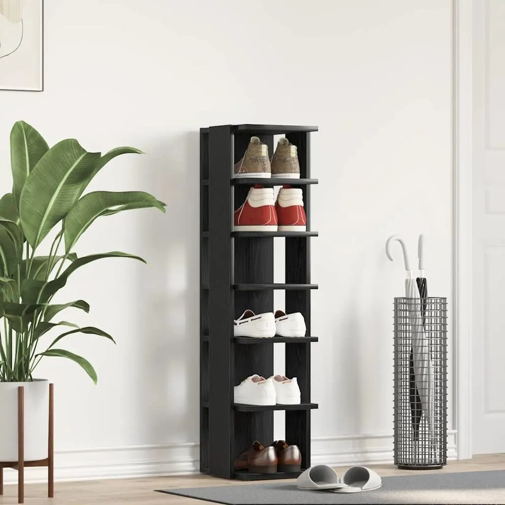 vidaXL Botník 27,5x27x102 cm kompozitní dřevo [808487] Barva: Černý dub