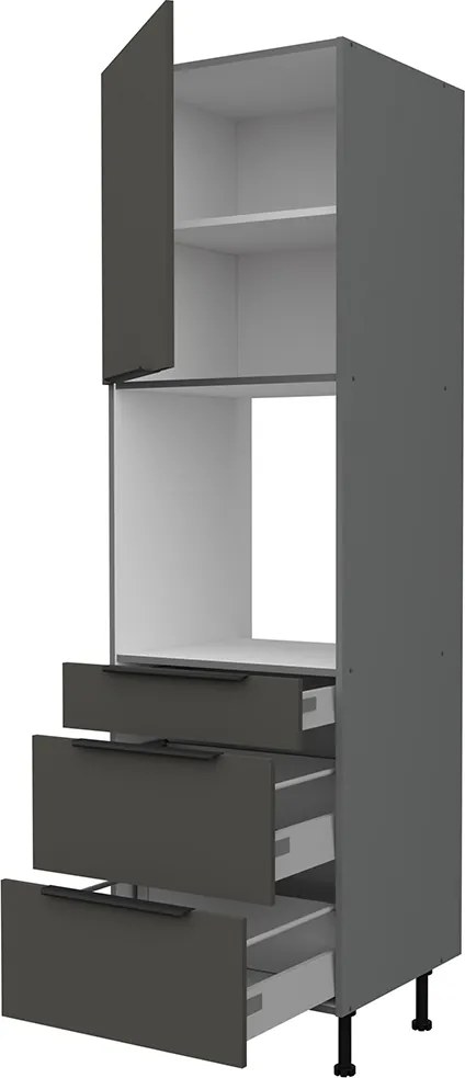 ARIA pi | vysoká skříňka 60 DPS-215 3S1F na vestavnou troubu | PREMIUM BOX | 60 cm | ANTI FINGERPRINT povrch | antracit/šedá grafit