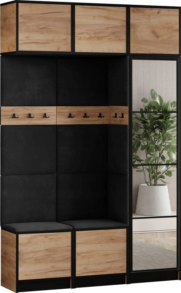 Šatní skříň s nástavcem EDEN 20 dub Craft zlatý + černý