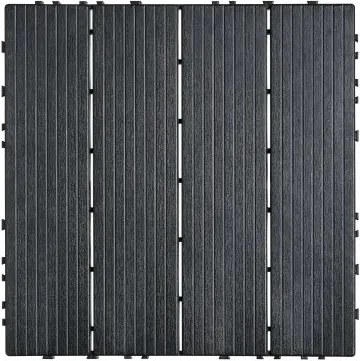 zámkové palubkové dlaždice 10 balení 30,5 × 30,5 cm plast pro verandu tmavě šedá