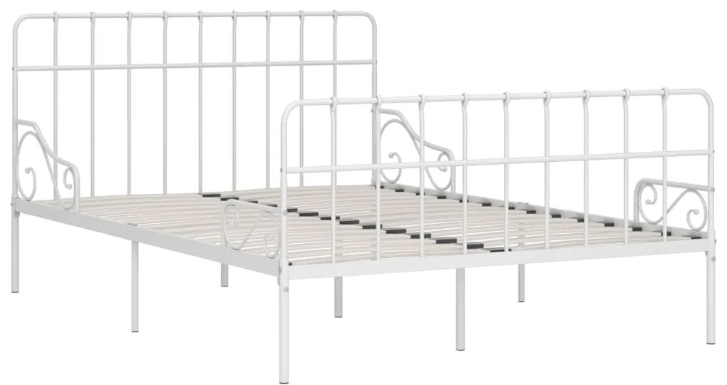 Rám postele s laťkovým roštem bílý kov 140 x 200 cm,  284604