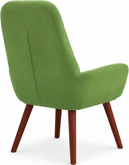 relaxační křeslo, odpočinkové, dřevo/kov/textil, 96x69x78 cm, nohy tmavé/světle zelená, Dekorino KR20260048
