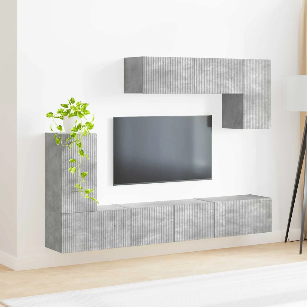 Sestava TV skříněk 4 ks Betonově šedá Kompozitní dřevo 3409081